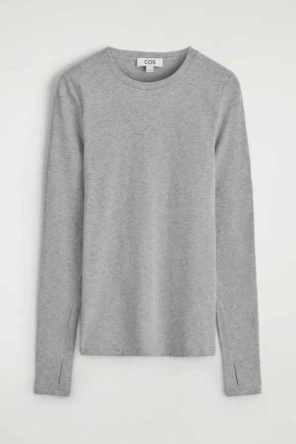 Cos Slim Lightweight Long-sleeved Top - Gray