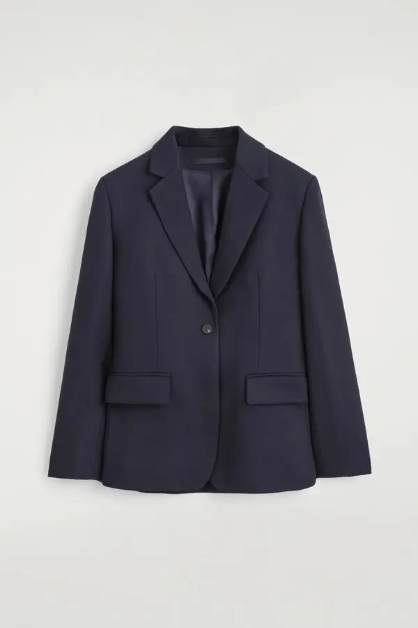 Cos Regular Single-breasted Wool Blazer - Blue