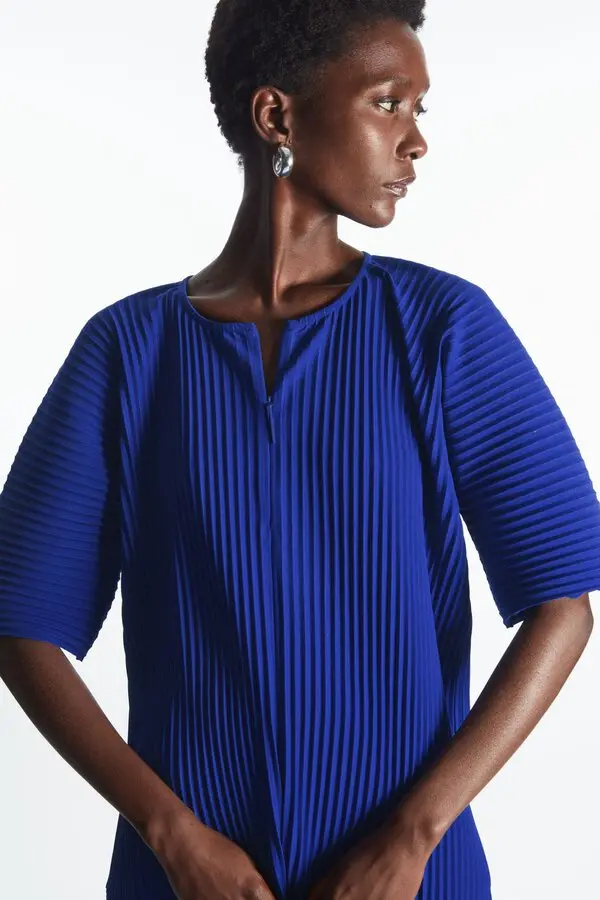Cos Pleated Half-zip Top
