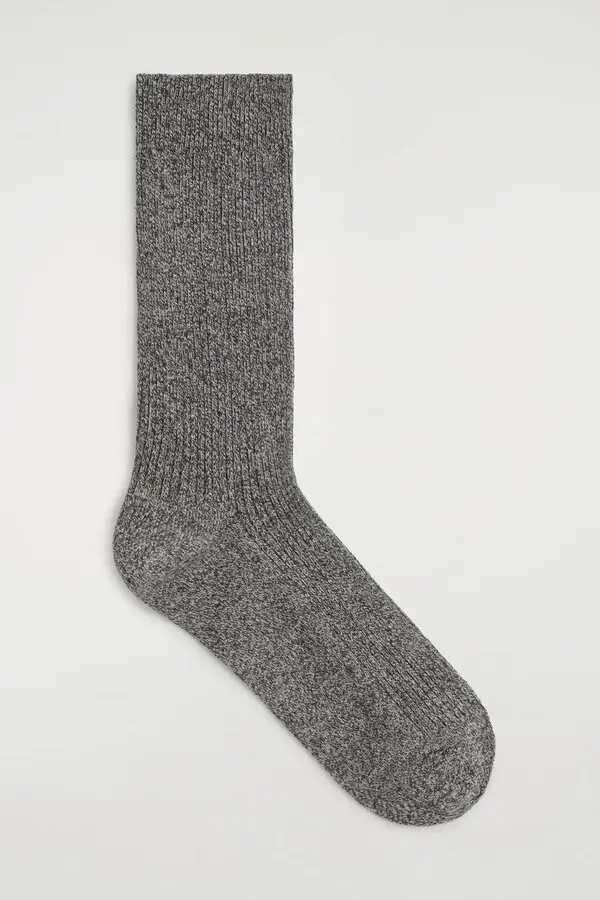Cos Ribbed Socks - Brown