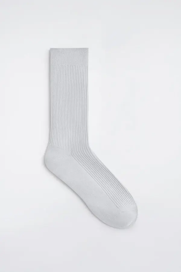 Cos Ribbed Organic Cotton Blend Socks - Gray
