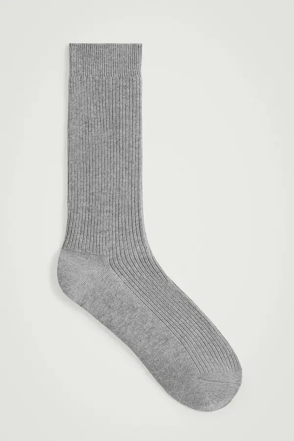Cos Ribbed Crew Socks - Gray