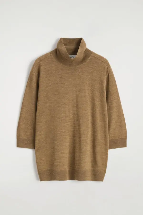 Cos Merino Wool Roll-neck Sweater - Brown