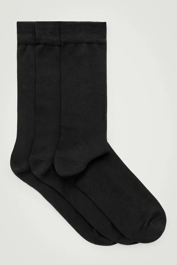 Cos 3-pack Mercerized Cotton Socks - Black