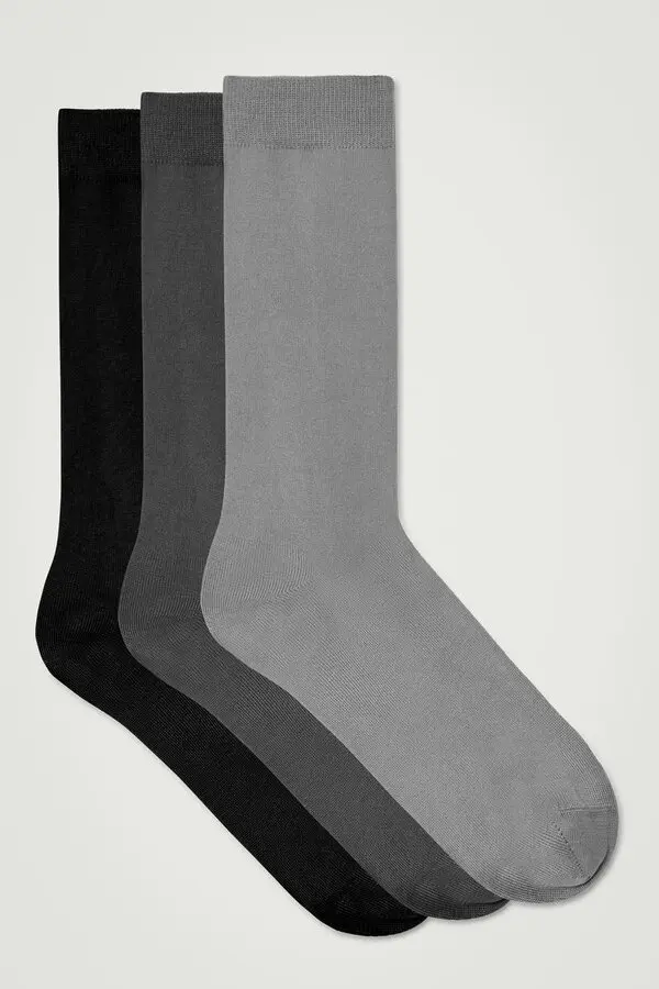 Cos 3-pack Mercerized Cotton Socks - Gray