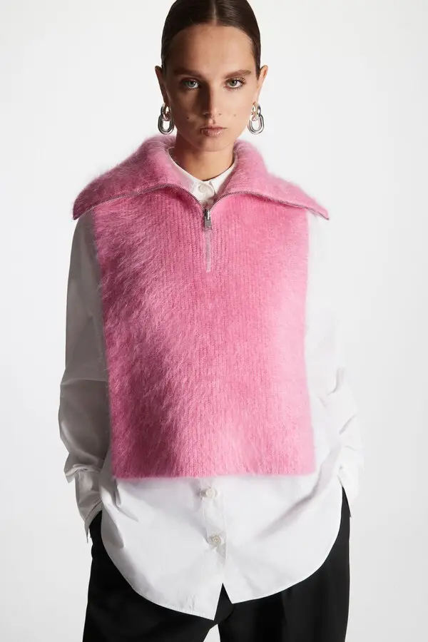 Cos Open-Side Mohair Vest - Pink | Editorialist