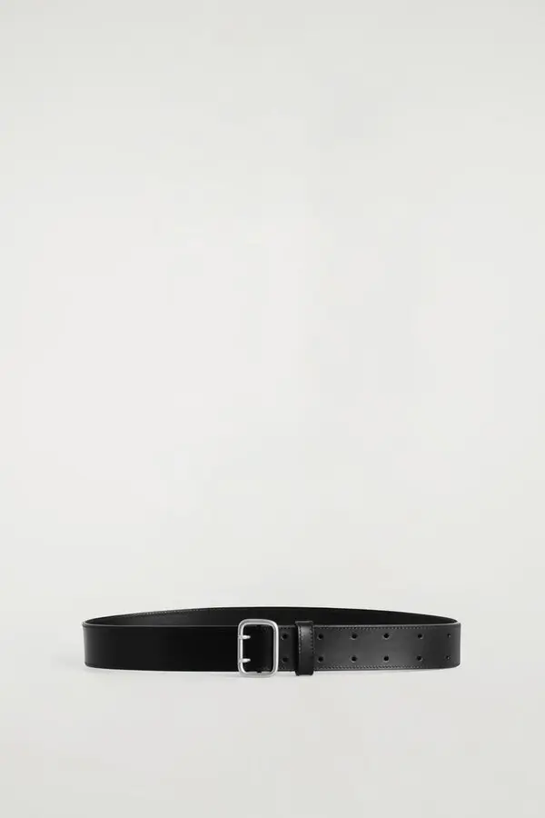 Cos Double-prong Leather Belt - Black