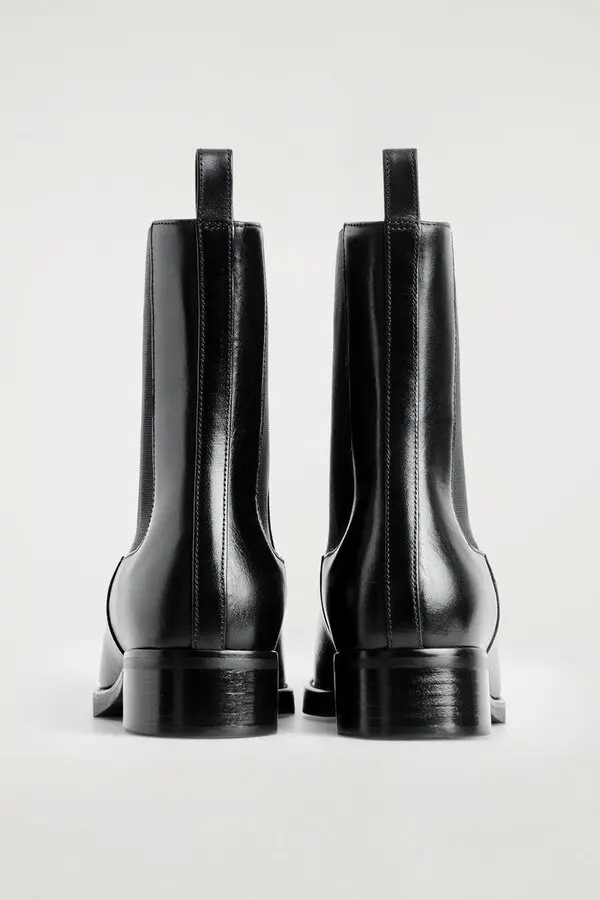 Cos Leather Chelsea Boots With Block Heel