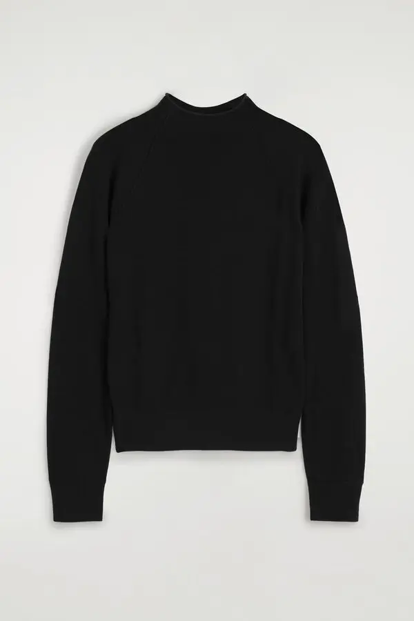 Cos Merino Wool Funnel-neck Sweater - Black