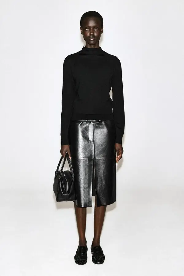 Cos Merino Wool Funnel-neck Sweater - Black