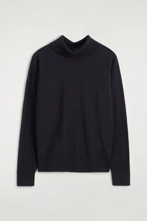 Cos Merino Wool Funnel-neck Sweater - Blue