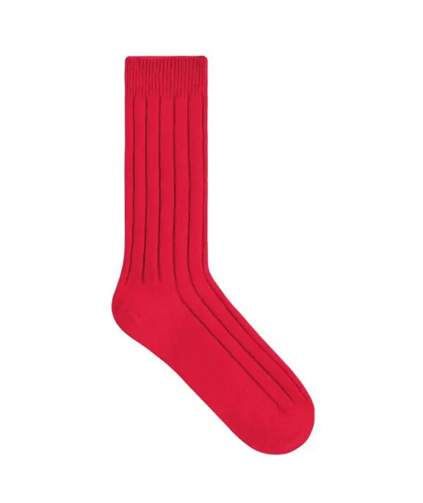 Cos Ribbed Cashmere Socks - Red