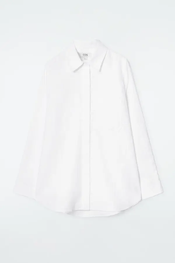 Cos Oversized Linen Shirt - White