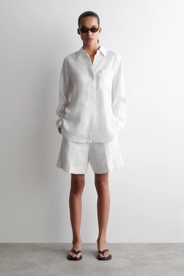 Cos Oversized Linen Shirt - White