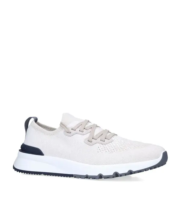Brunello Cucinelli Knitted Low-top Sneakers - White