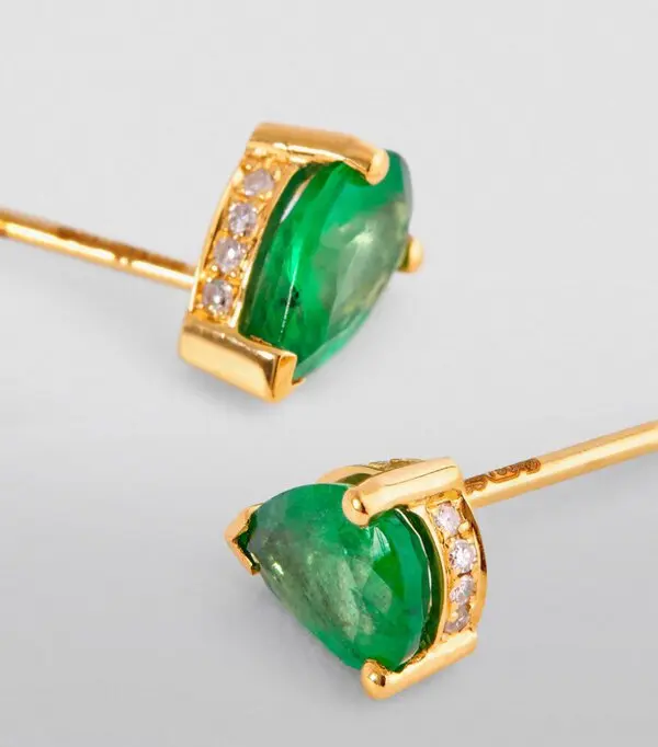 Shay Yellow And Emerald Teardrop Halo Stud Earrings