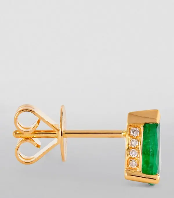 Shay Yellow And Emerald Teardrop Halo Stud Earrings