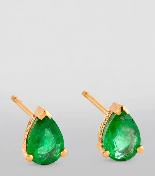 Shay Yellow And Emerald Teardrop Halo Stud Earrings
