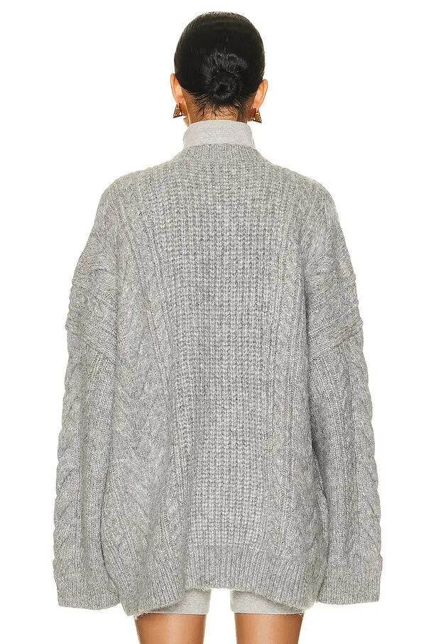 HELSA Serena Cable Knit Cardigan - Heather Grey