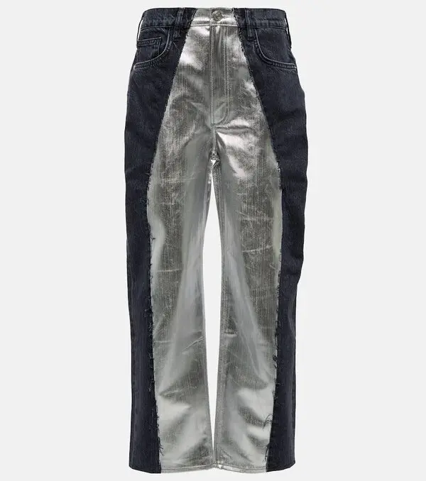 FRAME Pieced Mid-rise Straight Jeans - Multicoloured