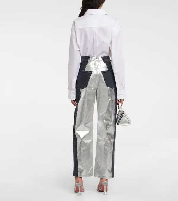 FRAME Pieced Mid-rise Straight Jeans