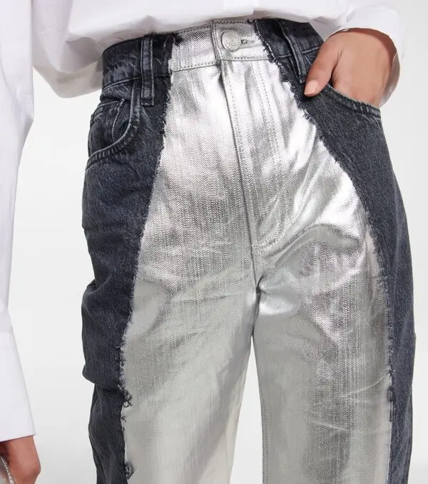 FRAME Pieced Mid-rise Straight Jeans