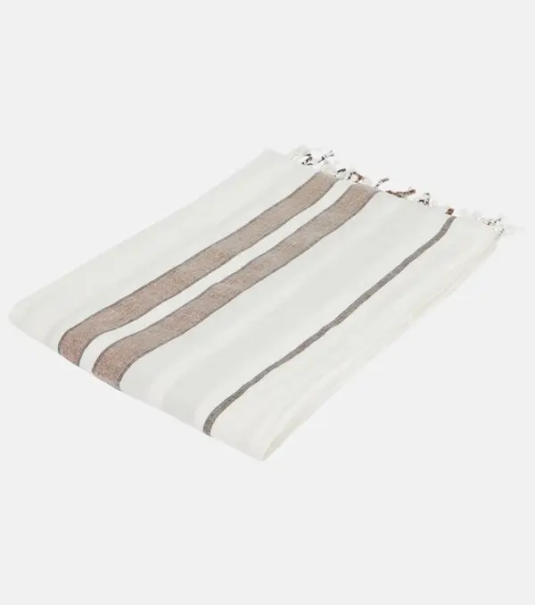 Brunello Cucinelli Striped Linen-blend Beach Towel - White