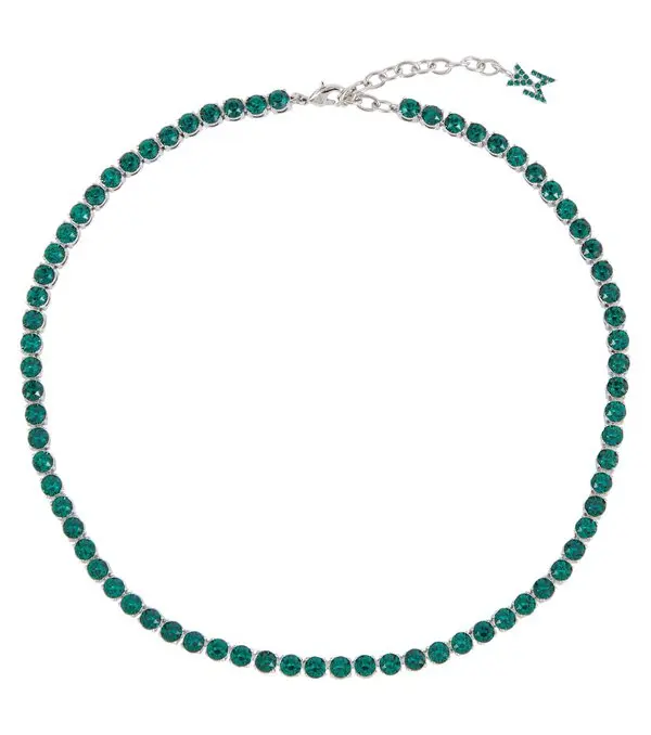 Amina Muaddi Tennis Crystal Necklace - Green