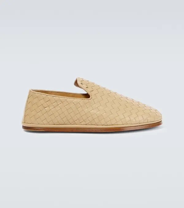Bottega Veneta Intrecciato Leather Loafers - Beige