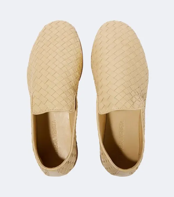 Bottega Veneta Intrecciato Leather Loafers - Beige