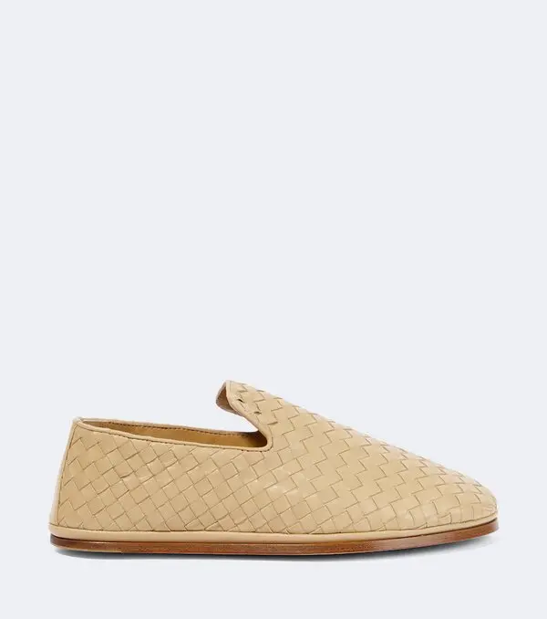Bottega Veneta Intrecciato Leather Loafers - Beige