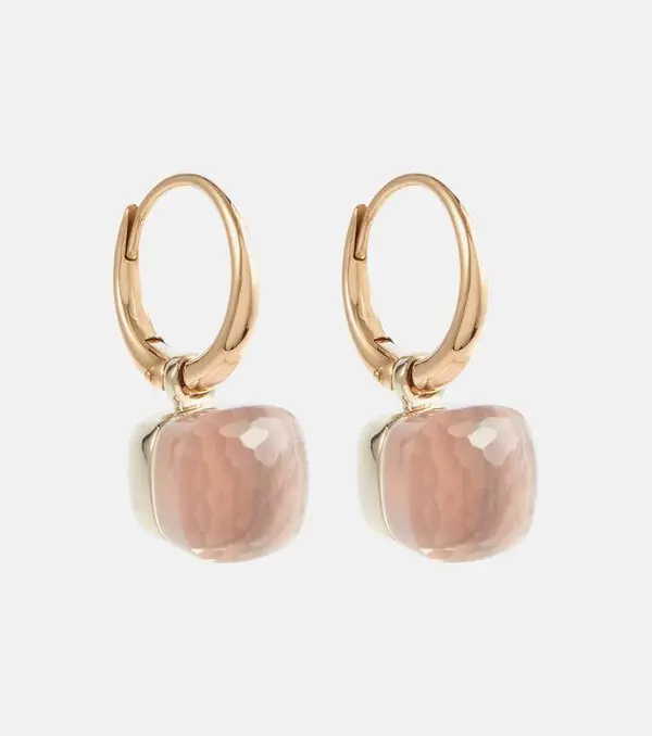 Pomellato Nudo Petit Earrings In 18kt Rose And White Gold With Rose Quartz - Pink
