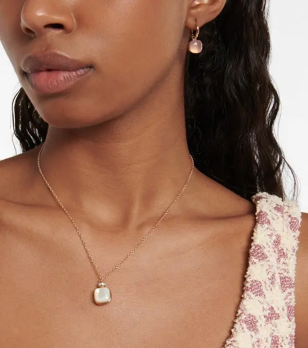 Pomellato Nudo Petit Earrings In 18kt Rose And White Gold With Rose Quartz - Pink