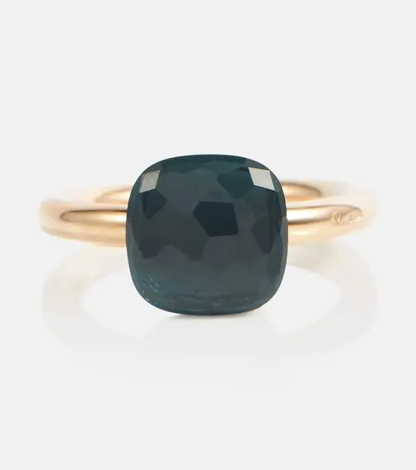 Pomellato Nudo Ring In 18kt Rose And White Gold With Topaz - Blue