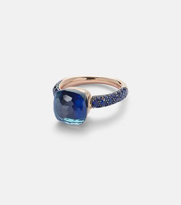 Pomellato Nudo 18kt Rose And White Gold Ring With Topaz - Blue