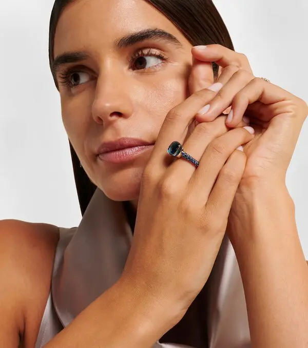 Pomellato Nudo 18kt Rose And White Gold Ring With Topaz - Blue