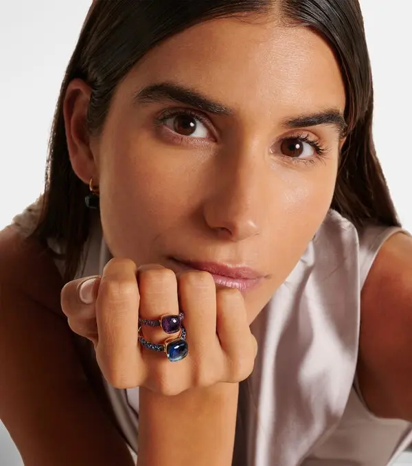 Pomellato Nudo 18kt Rose And White Gold Ring With Topaz - Blue