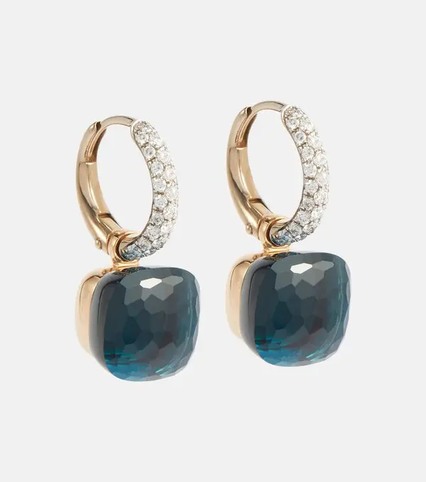 Pomellato Nudo Classic Earrings With Topaz And Diamonds - Blue