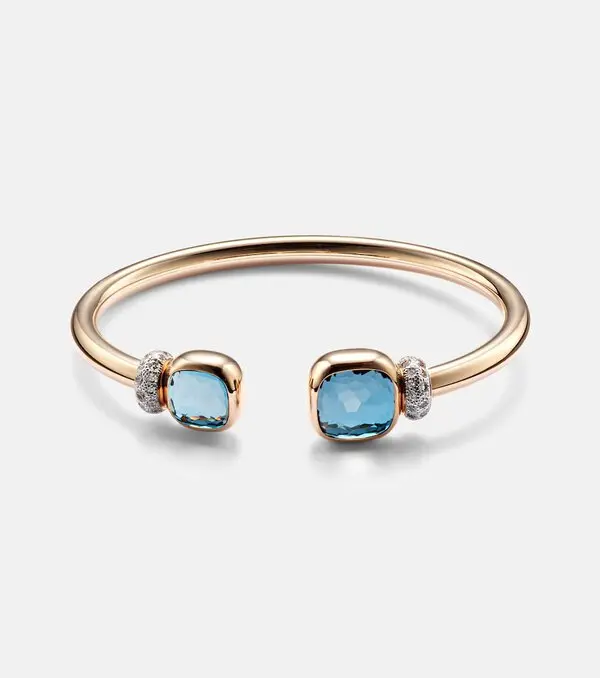 Pomellato Nudo 18kt Rose Gold Cuff Bracelet With Topaz And Diamonds - Blue