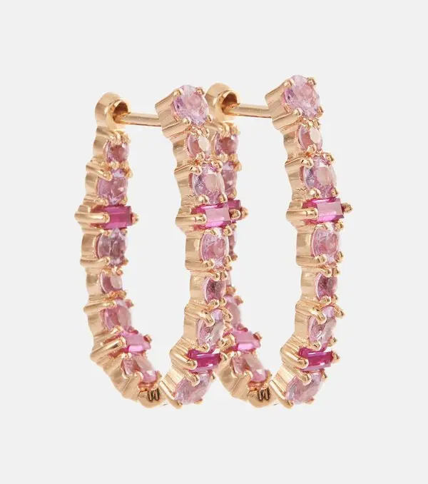 Ileana Makri Rivulet 18kt Rose Hoop Earrings With Sapphires And Rubies - Gold