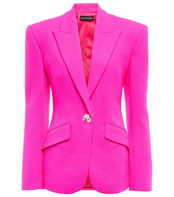 David Koma Embellished Virgin Wool Blazer - Pink
