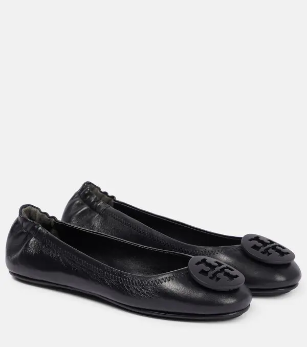 Tory Burch Minnie Leather Ballet Flats - Black