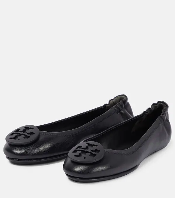 Tory Burch Minnie Leather Ballet Flats - Black