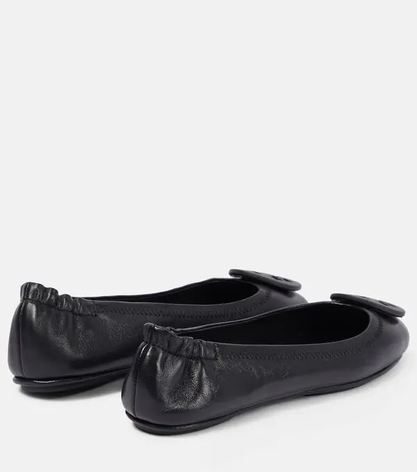 Tory Burch Minnie Leather Ballet Flats - Black