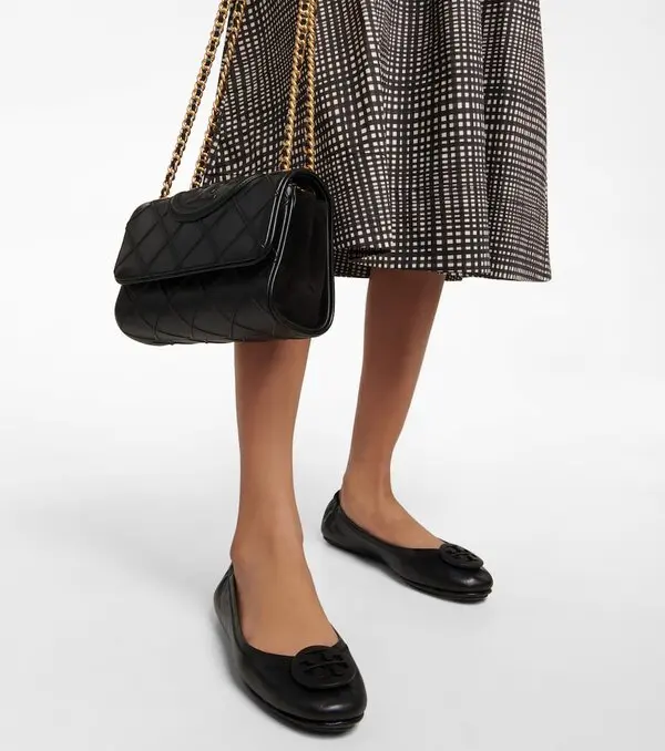 Tory Burch Minnie Leather Ballet Flats - Black