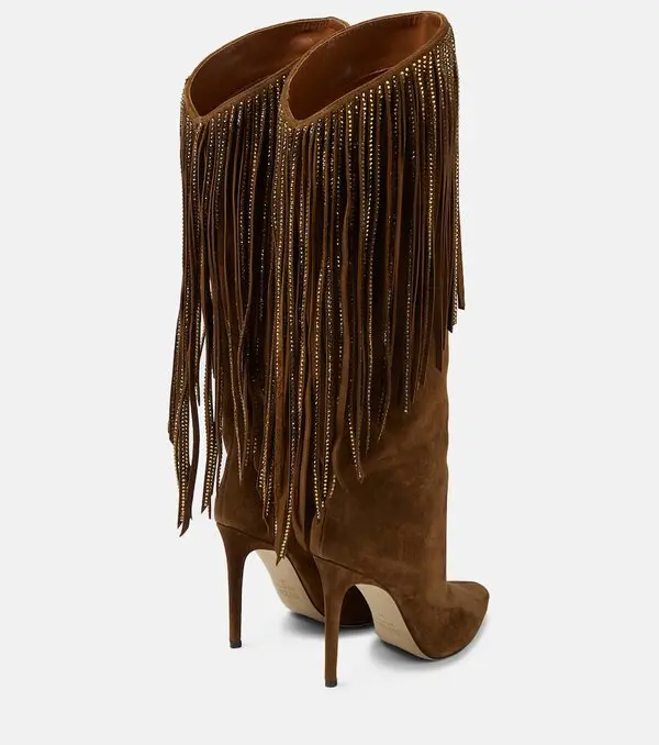 Paris Texas Fringed Suede Knee-high Boots
