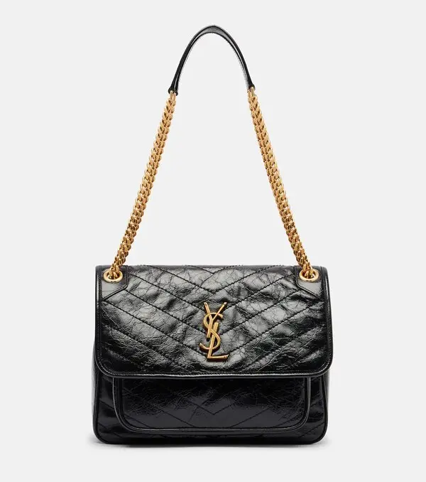 Saint Laurent Niki Medium Leather Shoulder Bag - Black