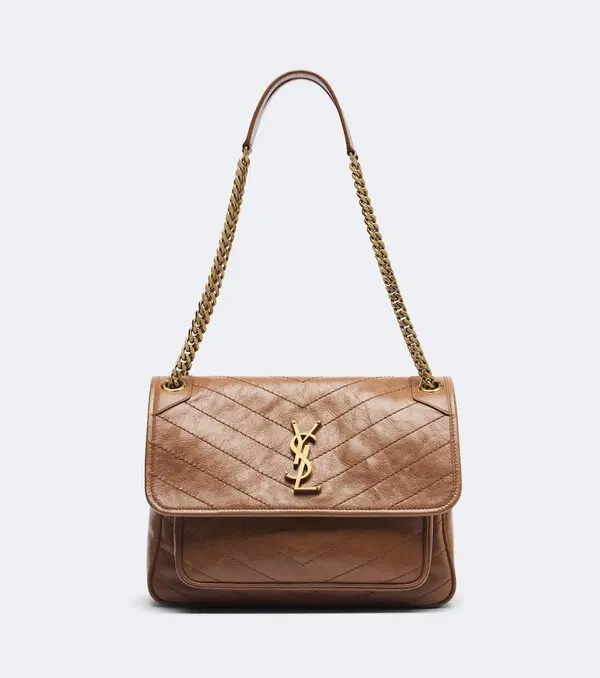Saint Laurent Niki Medium Leather Shoulder Bag - Brown