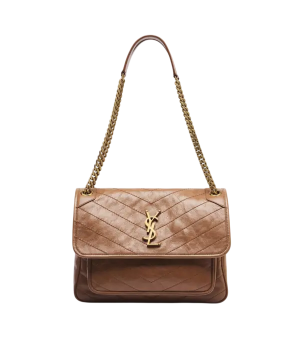 Saint Laurent Niki Medium Leather Shoulder Bag - Brown