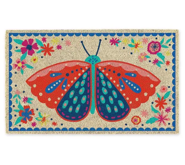 DESIGN IMPORTS Folk Butterfly 17' X 29' Doormat - One-color